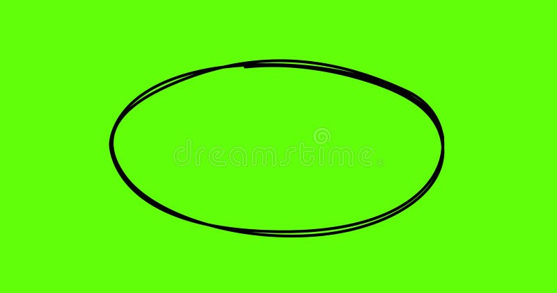 Animation of a Sketch of a Hand-drawn Ellipse. 4K Animation. Green ...