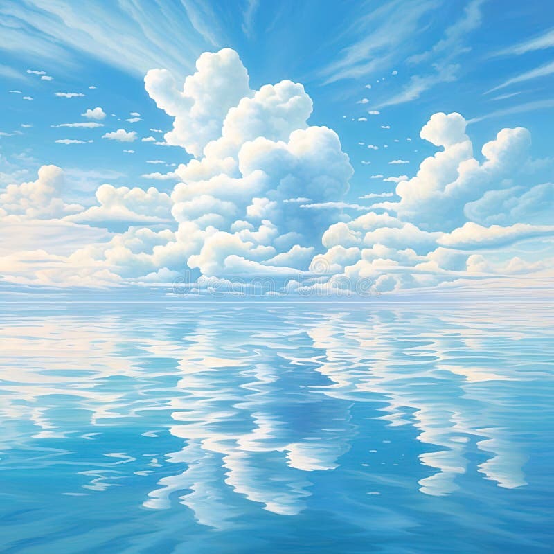 Animation of Sky and Cloud View with Reflection Water on the Ocean ...