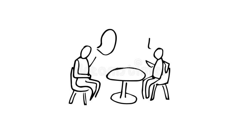 Animation of Slowly Appearing Painted People Sitting at Desk Chatting ...