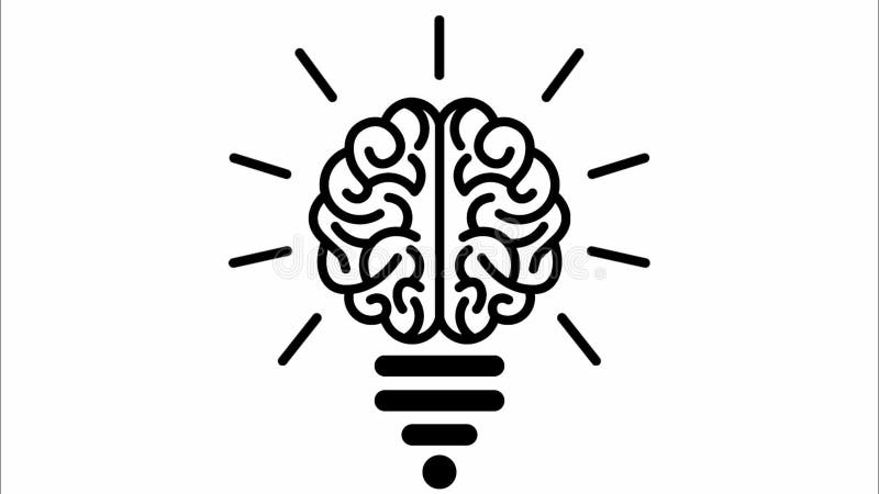 Animation Smart Creative Idea. Brain in Lightbulb Illustration Stock ...