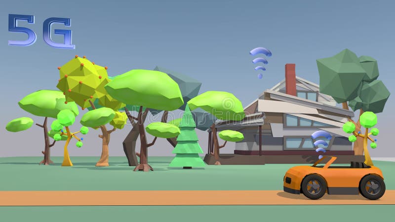 Animation Smart City, Connection To Technology 5g. 3D Rendering Stock ...