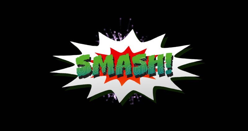 Animation of Smash Text Over Pink Fireworks on Black Background Stock ...