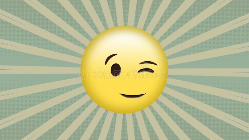 Animation of Smiley Emoji Icon Over Stripes Pattern Background Stock ...