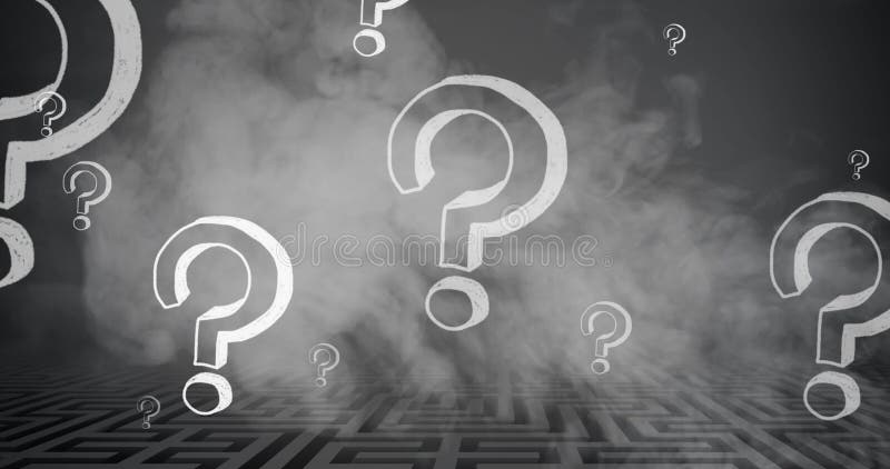 Animation of Smoke and White Question Marks Floating Over Grey Maze ...