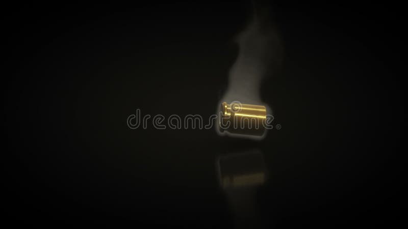 Animation of Smoking Bullet Shell Falling on Black Background Stock ...