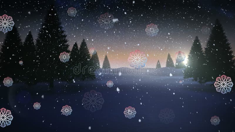 Animation of Snow Falling Over Winter Scenery Stock Footage - Video of ...