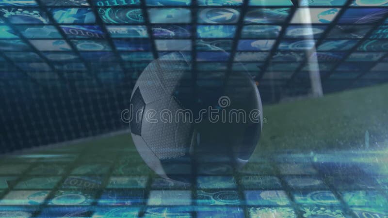 Animation of Soccer Ball with Digital Screens Displaying Data in School ...