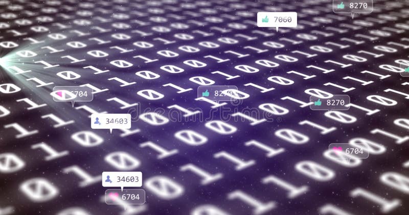 Animation of Social Media Icons on Banners Over Binary Coding Stock Video - Video of people ...