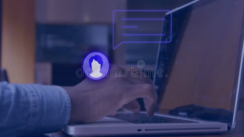 Animation of Social Media Icons and Data Processing Over Man Using ...