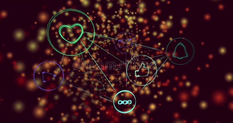 Animation of Social Media Icons Network with Glowing Abstract ...