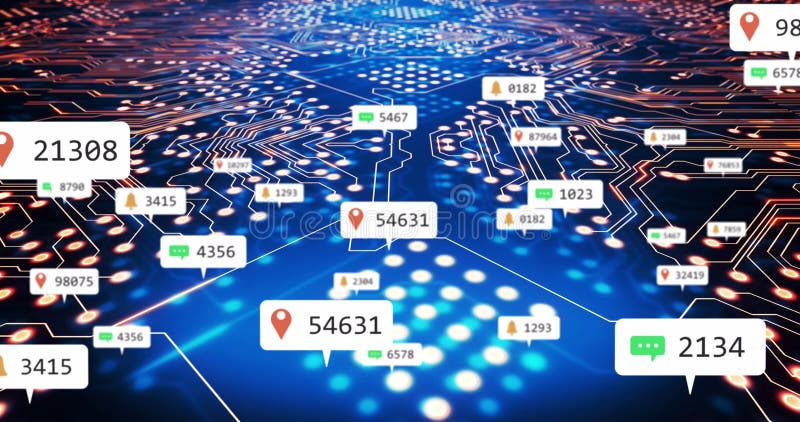 Animation of Social Media Icons Over Processor Socket Stock Video ...