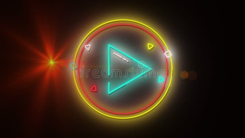 Animation of Social Media Neon Play Button and Shapes Stock Footage ...