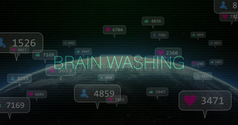 Animation of Social Media Notifications with Brainwashing Text Over ...