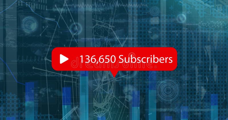 Animation of Social Media Subscribers Notification Over Charts ...