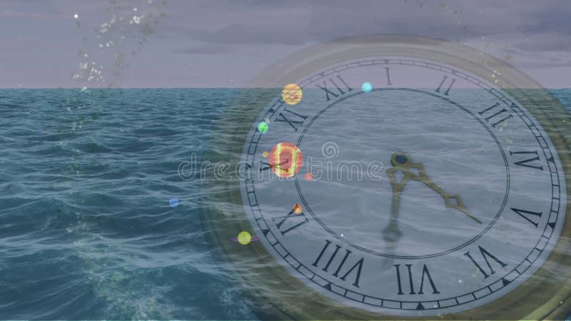 Animation of Solar System, Planets and Space Over Clock Ticking Stock ...