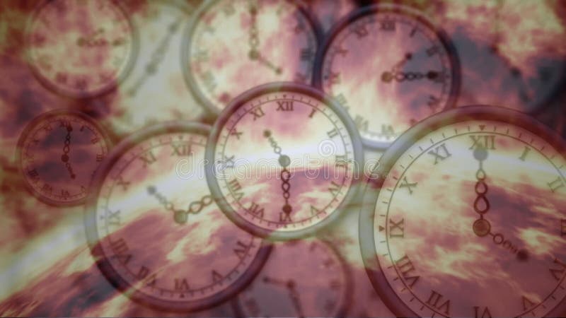 Animation of Solar System, Planets and Space Over Clocks Ticking Stock ...