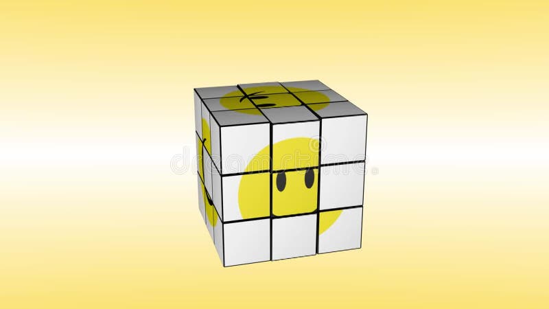 Animation Solving a Game Cube with a Smiley Icon. Stock Video - Video ...