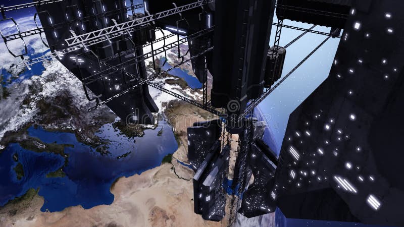 Animation of a Space Station Close To Earth Stock Video - Video of ...