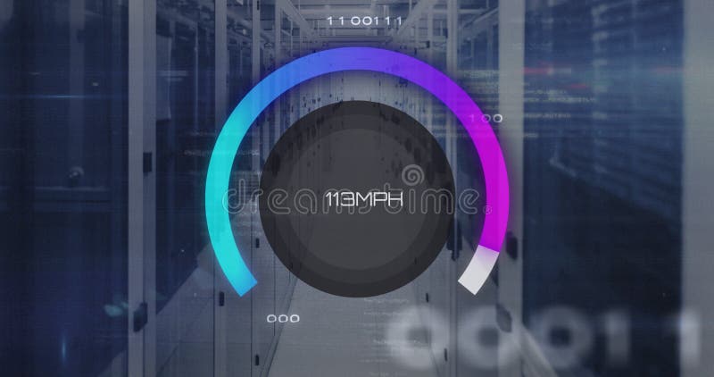Animation of Speedometer and Numbers Over Servers Stock Video - Video ...
