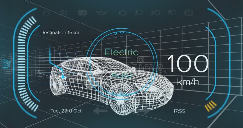 Animation of Speedometer Over 3d Model of a Van Moving Against Blue ...