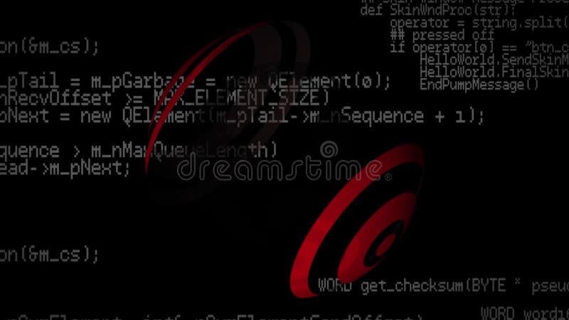 Animation of Sphere Over Data Processing on Black Background Stock ...