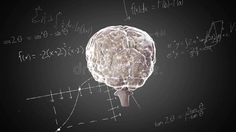 Animation of Spinning Brain Over Mathematical Equations Stock Footage ...