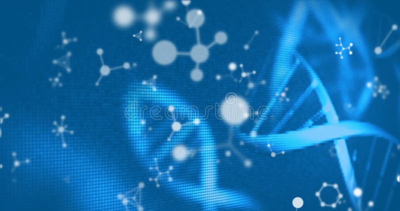 Animation of Spinning Dna and Molecular Structures Against Blue ...