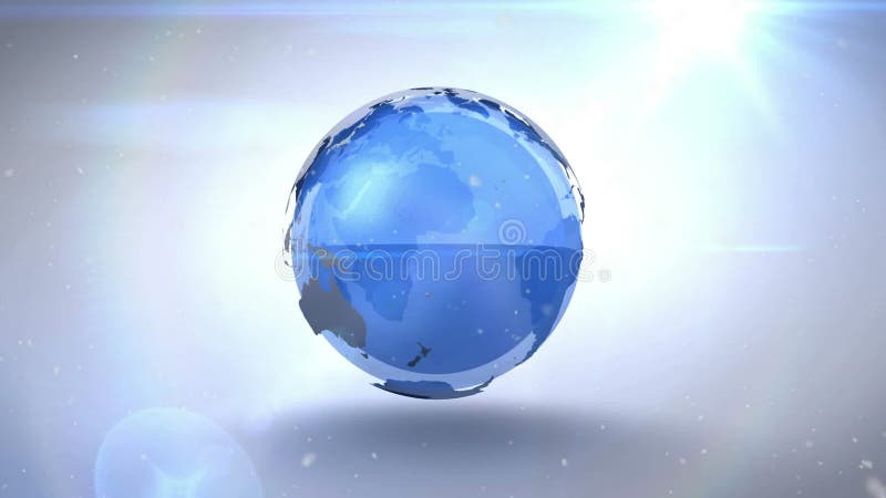 Animation of Spinning Globe and Light Spots Against Blue Background ...