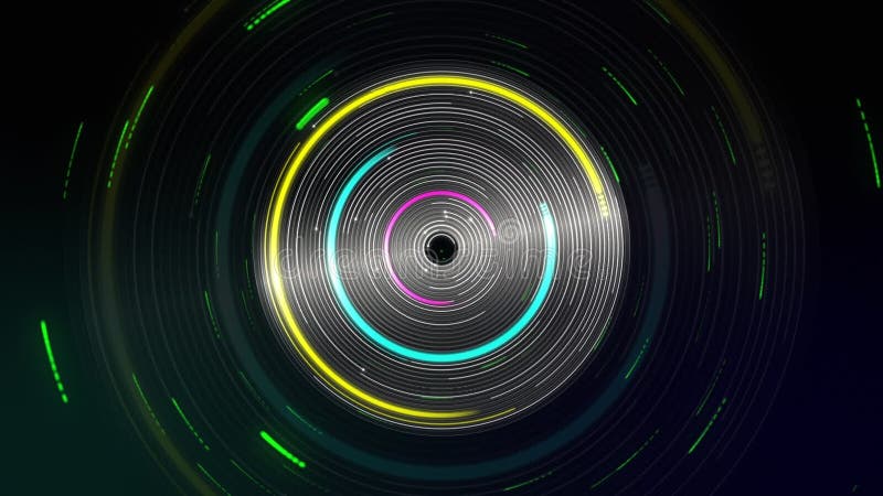 Animation of Spinning Multiple Colourful Circles Spinning on Black ...