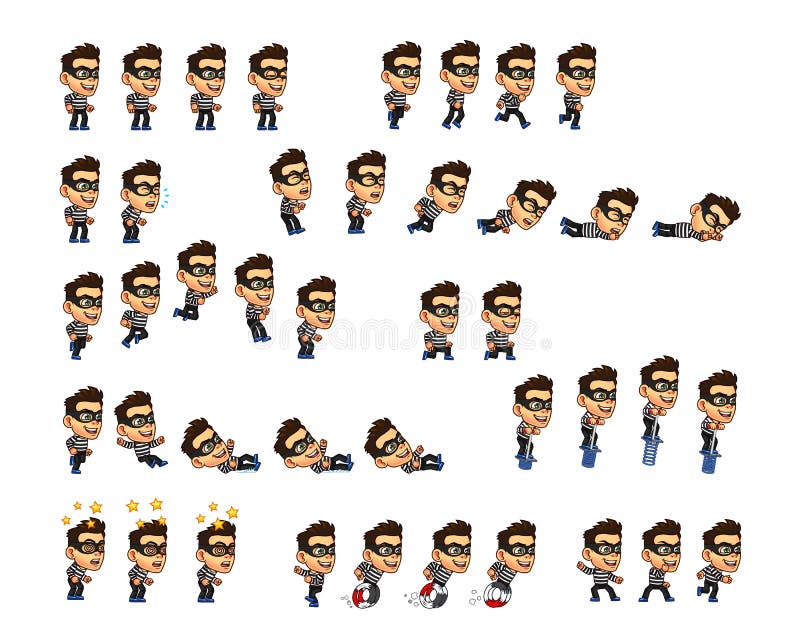 Personnage De Dessin Animé Voleur, Sprite D'animation De Jeu ...