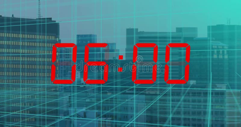 Animation of Squares and Countdown Over Cityscape Stock Footage - Video ...