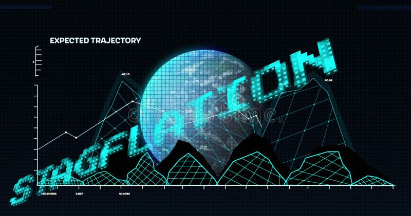 Animation of Stagflation Text in Blue Over Globe and Graph Processing Data Stock Video - Video ...