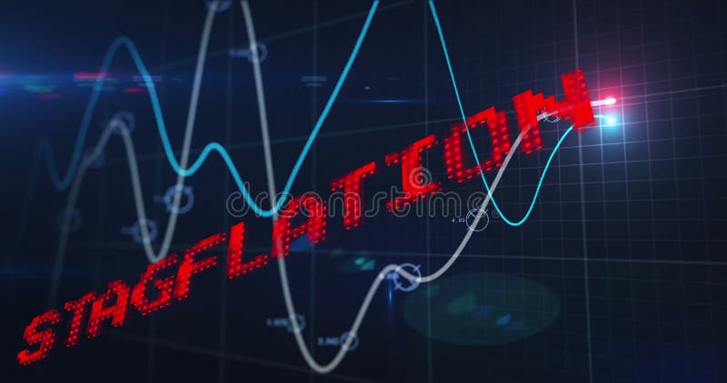 Animation of Stagflation Text in Red Over Graph and Processing Data Stock Video - Video of ...
