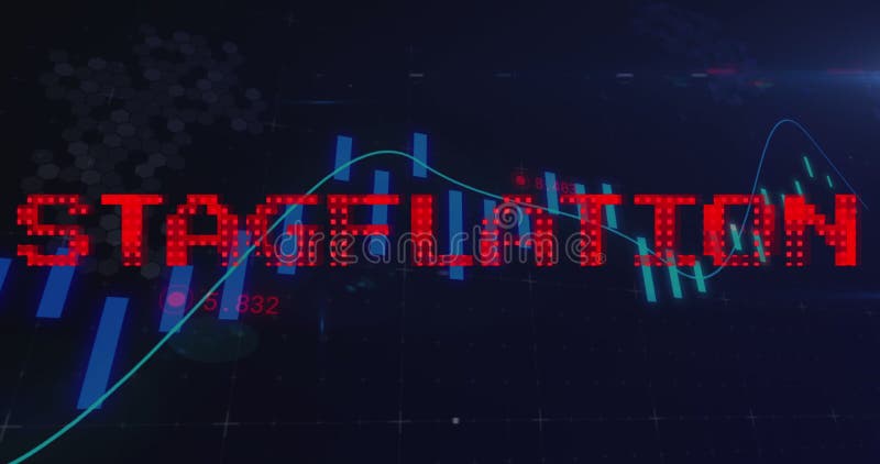 Animation of Stagflation Text in Red Over Graph Processing Data Stock Footage - Video of ...