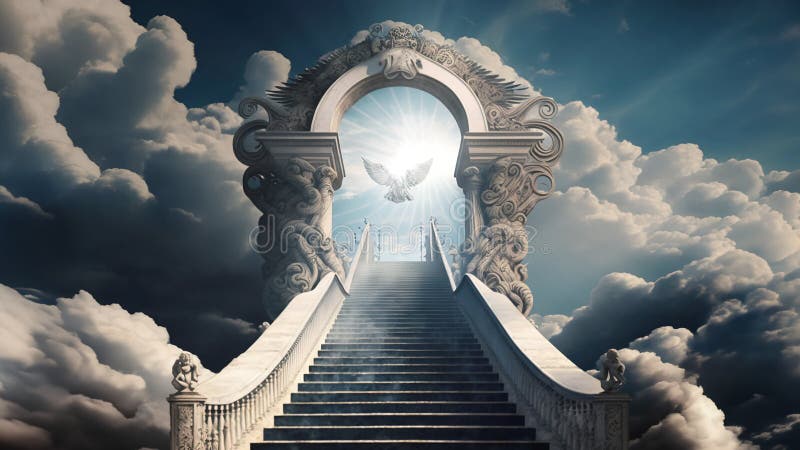 Animation Stairs in Sky To Heaven. Gateway To Paradise Stock Video ...