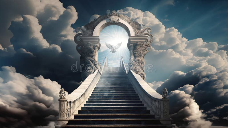 Animation Stairs in Sky To Heaven. Gateway To Paradise Stock Video ...