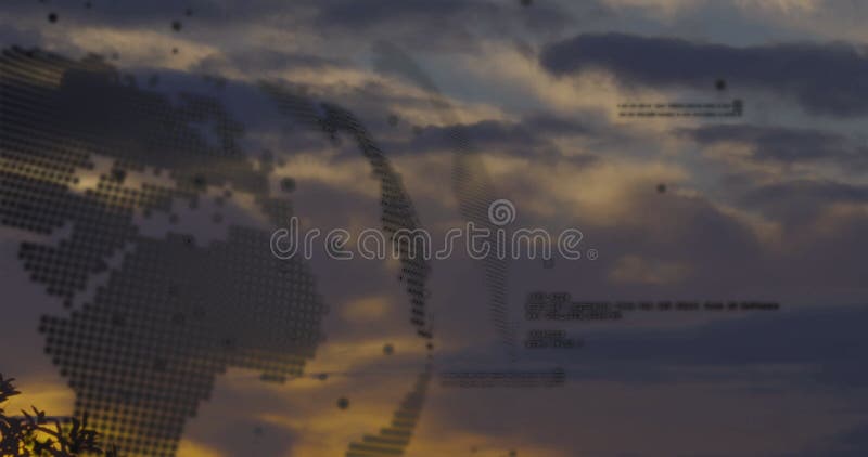 On Animation Start Digital Globe Rotating while Data Overlays Fading ...