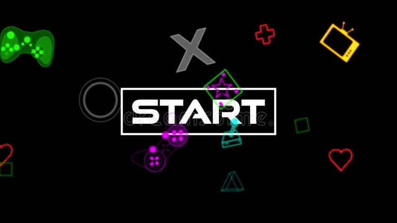 Animation of Start Text Banner Over Multiple Video Game Controller ...