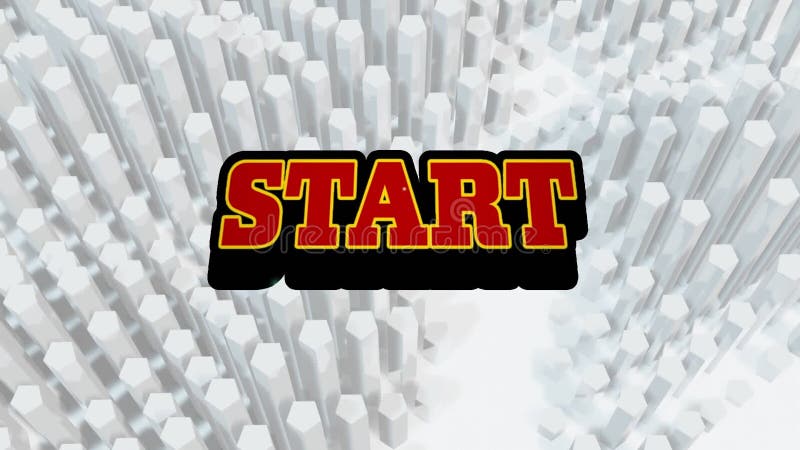 Animation of Start Text with Explosive Vector Over White Hexagonal ...