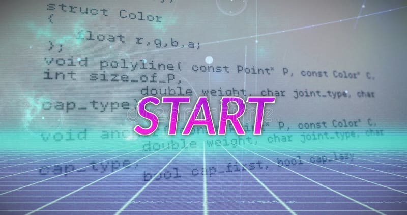 Animation of Start Text Over Data Processing and Metaverse Stock Video ...