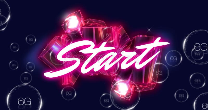 Animation of Start Text Over 6g and Glowing Blocks in Background Stock ...
