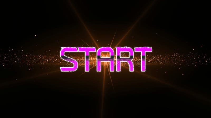 Animation of Start Text Over Glowing Orange Light on Black Background ...