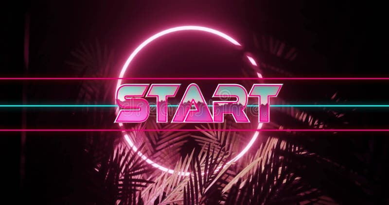 Animation of Start Text Over Neon Pattern Background Stock Video ...