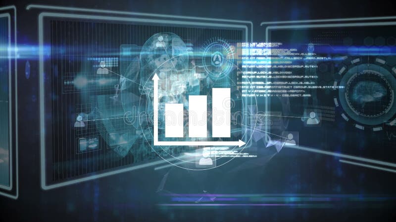 Animation of Statistic Graph Over Screens with Scientific Data Stock ...