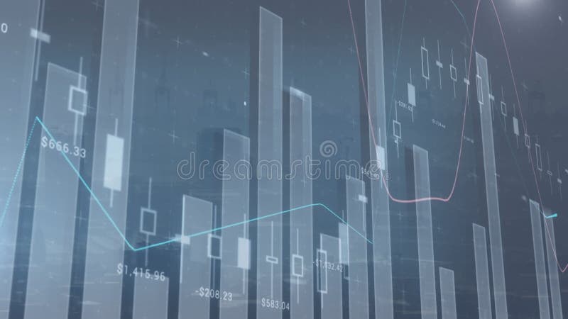 Animation of Statistical Data Processing Against Aerial View of ...