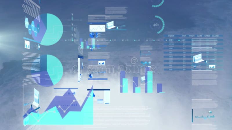 Animation of Statistical Data Processing Against Aerial View of Sea ... Animation of Statistical Data Processing Against Aerial View of Sea ...