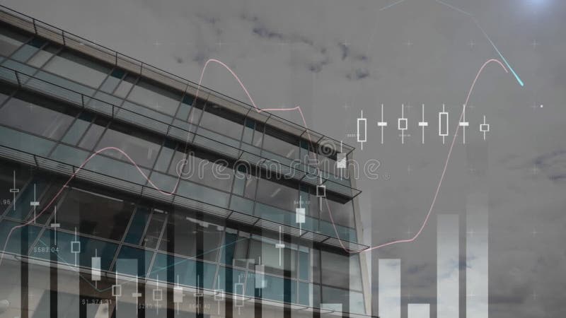 Animation of Statistical Data Processing Against Aerial View of Tall ...