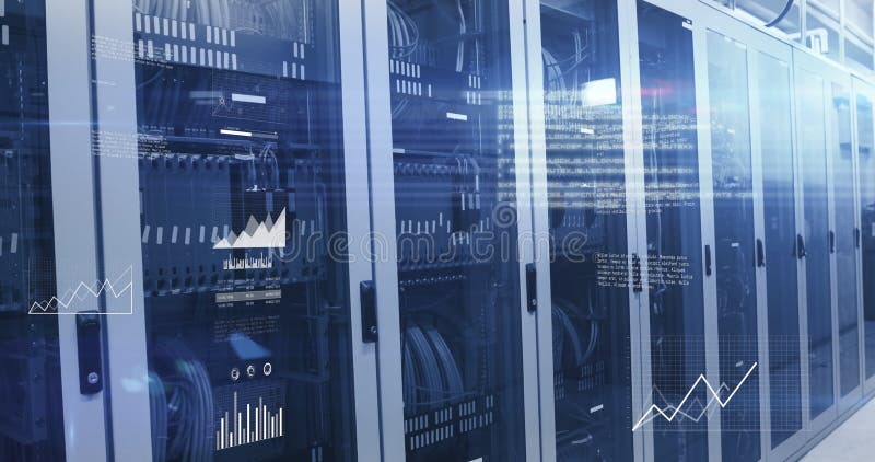 Animation Of Statistical Data Processing Against Computer Server Room Stock Video Video Of