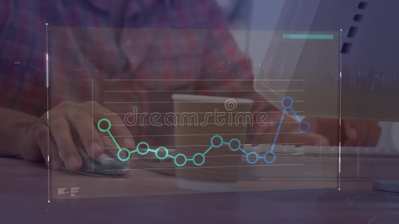 Animation of Statistical Data Processing Against Mid Section of a Man ...