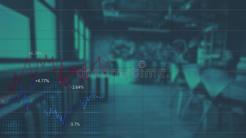 Animation of Statistical Data Processing Against View of Empty Cafe Stock Video - Video of ...
